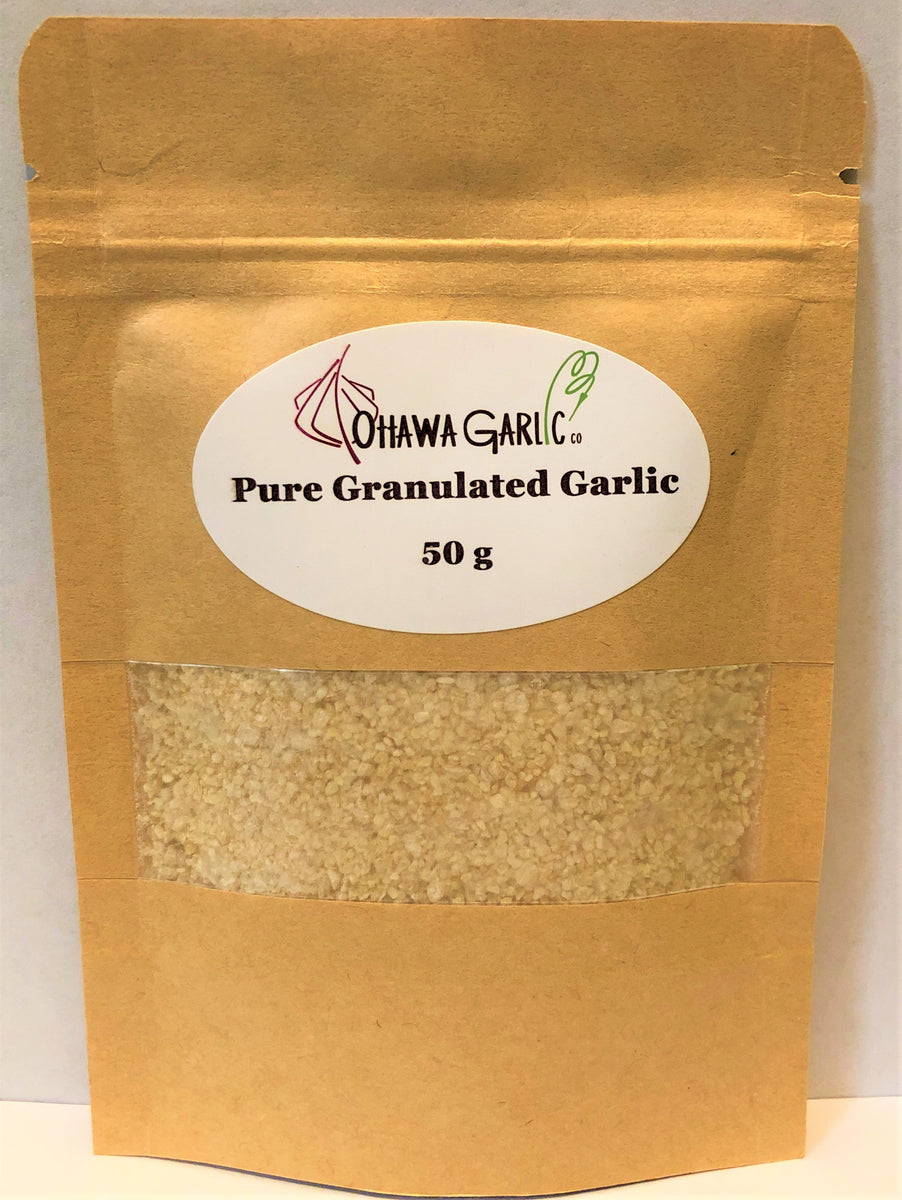 Pure Organic Garlic Powder or Granules- 50g Pouch – Ottawa Garlic Co